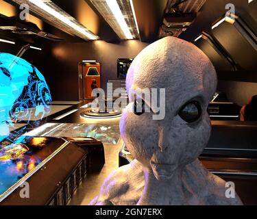 Bridge of an alien spaceship Stock Photo - Alamy