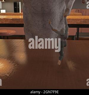 3d illustration of a grey alien poking at a tiny extraterrestrial who ...