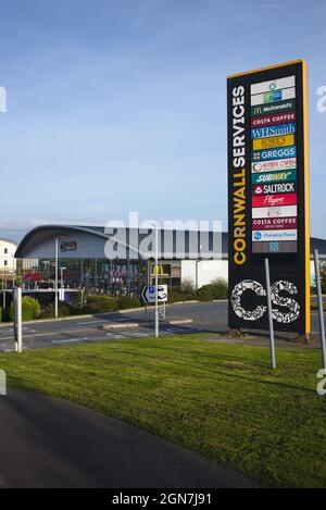 Cornwall services on the A30 at Victoria Roche junction near Bodmin ...