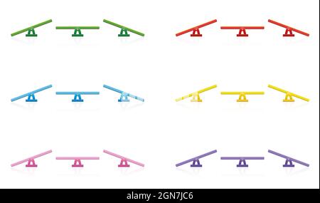 Seesaw - colored balance toy set - three positions, balanced and ...