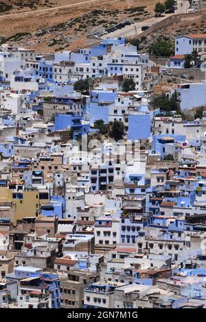 Chefchaouen seen from the surrounding mountain Stock Photo - Alamy
