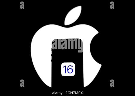 In this photo illustration, an iOS Apple logo is seen displayed on a ...