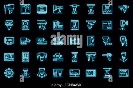 Cnc machine icons set outline vector. Mill controller. Industrial tool Stock Vector Image & Art ...