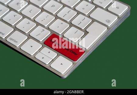 Computer keyboard shortcut keys in warning red color indicating Staff ...