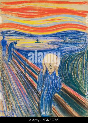 The Scream, Edvard Munch. Painting in tempera and oil on cardboard ...