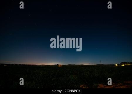 Vilabella night sky, close-up os the moon craters,rural landscape at ...