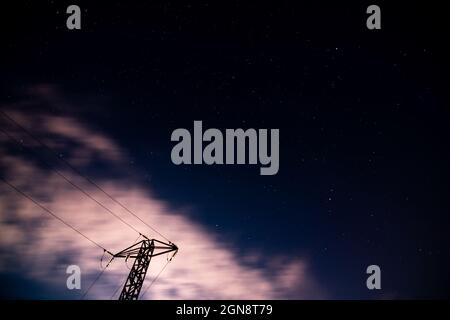 Vilabella night sky, close-up os the moon craters,rural landscape at ...
