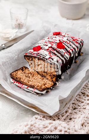 Plate with heart shaped sugar sprinkles on pink background Stock Photo ...