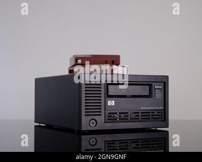 LTO (Linear Tape Open) data drive used to backup and archive files and ...