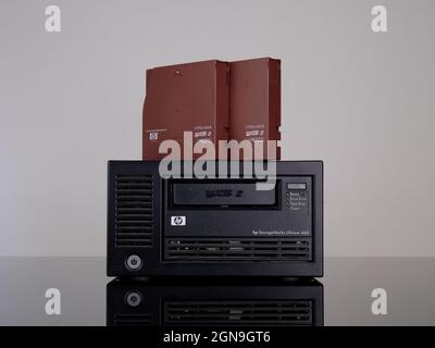 LTO (Linear Tape Open) data drive used to backup and archive files and ...