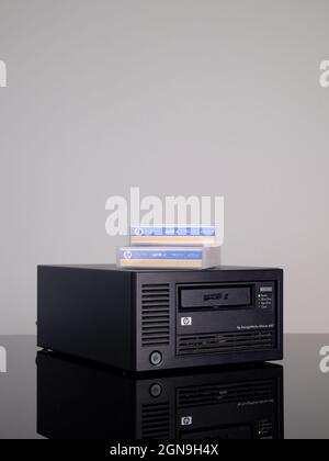 LTO (Linear Tape Open) data drive used to backup and archive files and ...