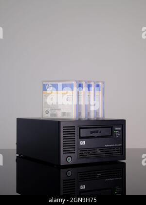 LTO (Linear Tape Open) data drive used to backup and archive files and ...