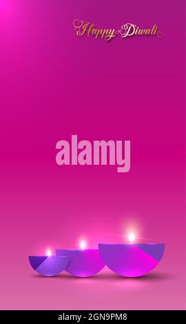 Diya lamps of Diwali or Deepavali light festival vector greeting card ...