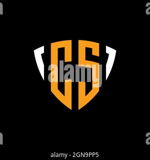 SC logo with shield white orange shape design template isolated on ...