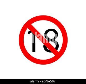 Under 18 years warning symbol or eighteen years restriction vector ...