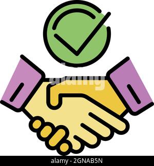 handshake check mark color icon vector. handshake check mark sign ...