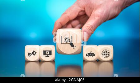 Wooden blocks with symbol of online streaming concept Stock Photo - Alamy