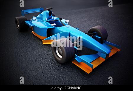 Generic Formula 1 racing car isolated on black background. 3D ...
