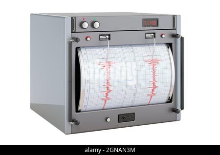 Seismograph, seismometer. 3D rendering isolated on white background ...