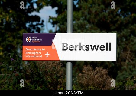 Berkswell station sign, West Midlands, England, UK Stock Photo - Alamy