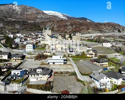 Leuk with Rhonetal, Leuk, Valais, Switzerland Stock Photo - Alamy