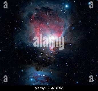 The Great Orion Nebula (Messier 42) and the Running Man Nebula. Stars night sky backgrounds ...