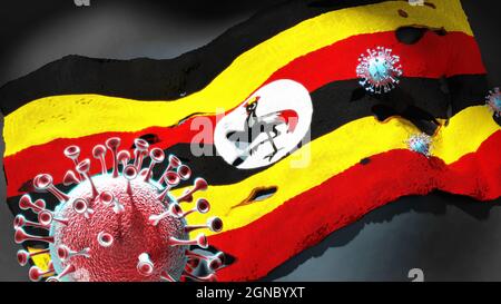 Uganda national flag. Render 3D Stock Photo - Alamy