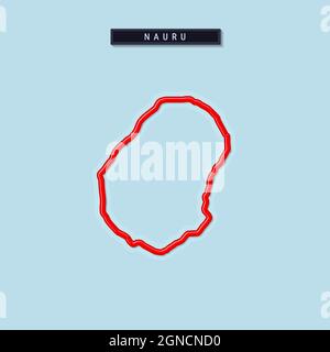 Nauru country simplified map. Blue silhouette with thick black contour ...