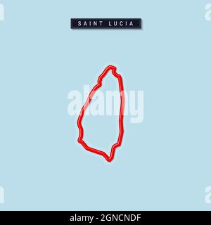 Line map of Saint Lucia vector stock illustration design template ...