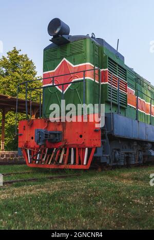 Soviet diesel locomotive in open air museum Stock Photo - Alamy