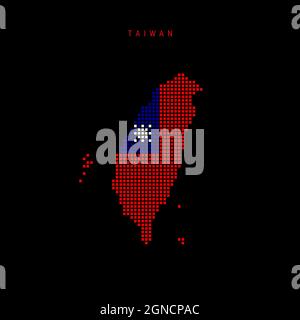 Square dots pattern map of Taiwan. Taiwanese dotted pixel map with ...