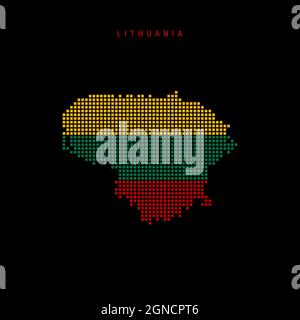 Square dots pattern map of Lithuania. Dotted pixel map with national ...