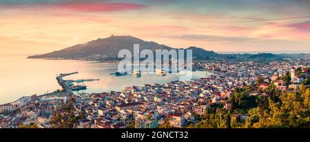 Panorama view of the Zakynthos city on Zante island in Greece Stock ...