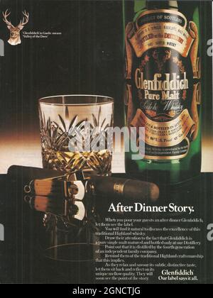 Glenfiddich Pure Malt Whiskey advert in a magazine 1975 Stock Photo - Alamy