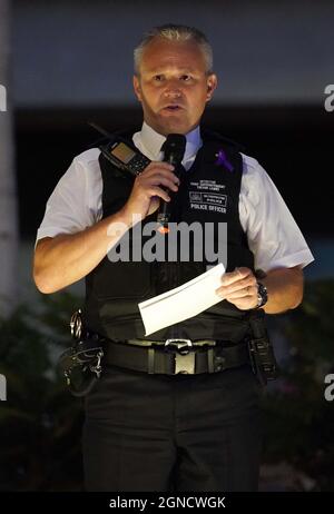 Chief Superintendent Trevor Lawry by speaking to the media at Cator ...