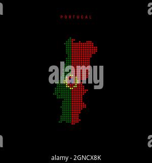 Square dots pattern map of Portugal. Portuguese dotted pixel map with ...