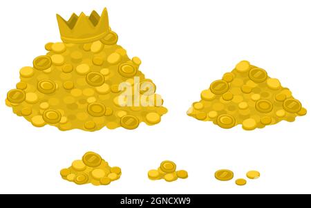 Piles of gold coins cartoon vector illustration. Many or golden coins ...
