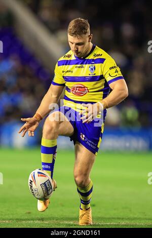 George Williams (31) of Warrington Wolves during pre match warm up ...