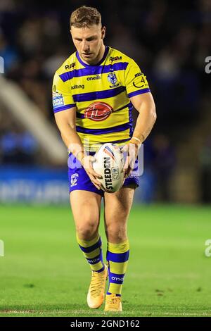 George Williams (31) of Warrington Wolves during pre match warm up ...