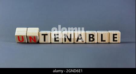 Tenable or untenable symbol. Turned wooden cubes and changed the word ...