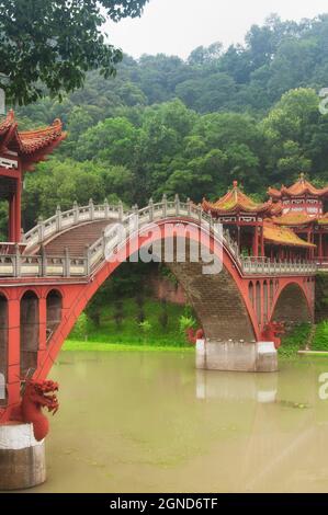 The Min River Bridge in Leshan, China, and the city at night Stock ...