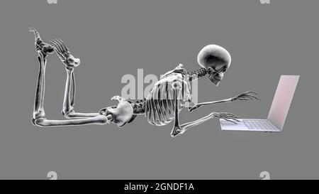 Bad posture whilst using laptop, illustration Stock Photo - Alamy