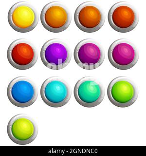 Various creative multicolored circular icons for web Stock Photo - Alamy
