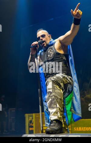 Joakim Broden of Sabaton at Miller High Life Theater on September 22 ...