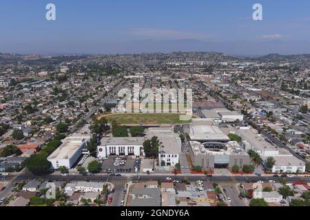 An aerial view of the Garfield High School football field and track ...