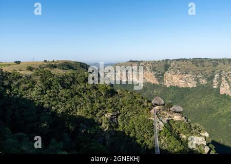 The Lake Eland suspension bridge in Oribi Gorge South Africa. The 80m ...