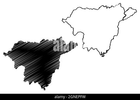 Dungarpur district (Rajasthan State, Republic of India) map vector ...