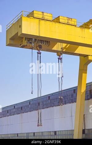 Big yellow industrial gantry in Poland Stock Photo - Alamy