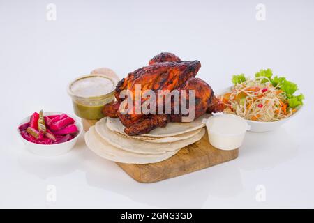 Shawai chicken with kuboose and dips Stock Photo - Alamy