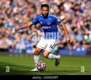 Liverpool, England, 24th September 2021. Richarlison of Everton (C ...